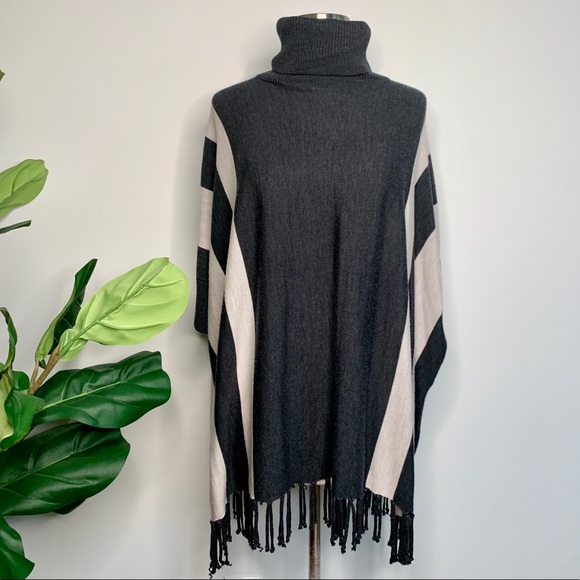 525 America | Sweaters | 525 America Merino Striped Poncho | Poshmark